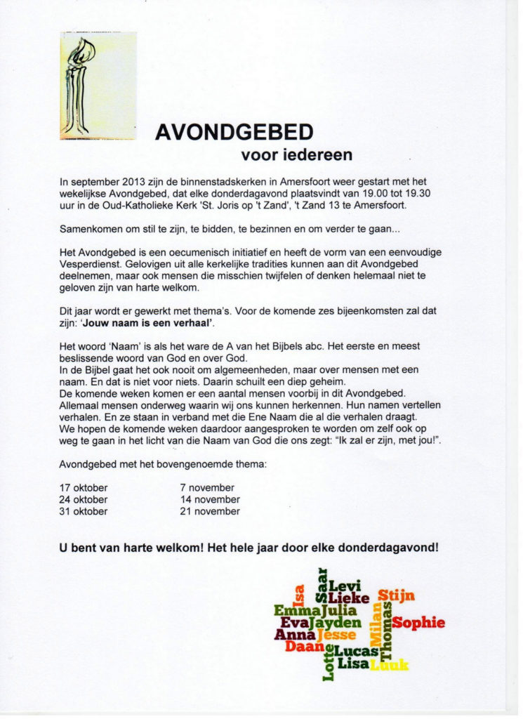 Avondgebed met het thema ‘Jouw naam is een verhaal’ – Oud-Katholieke ...
